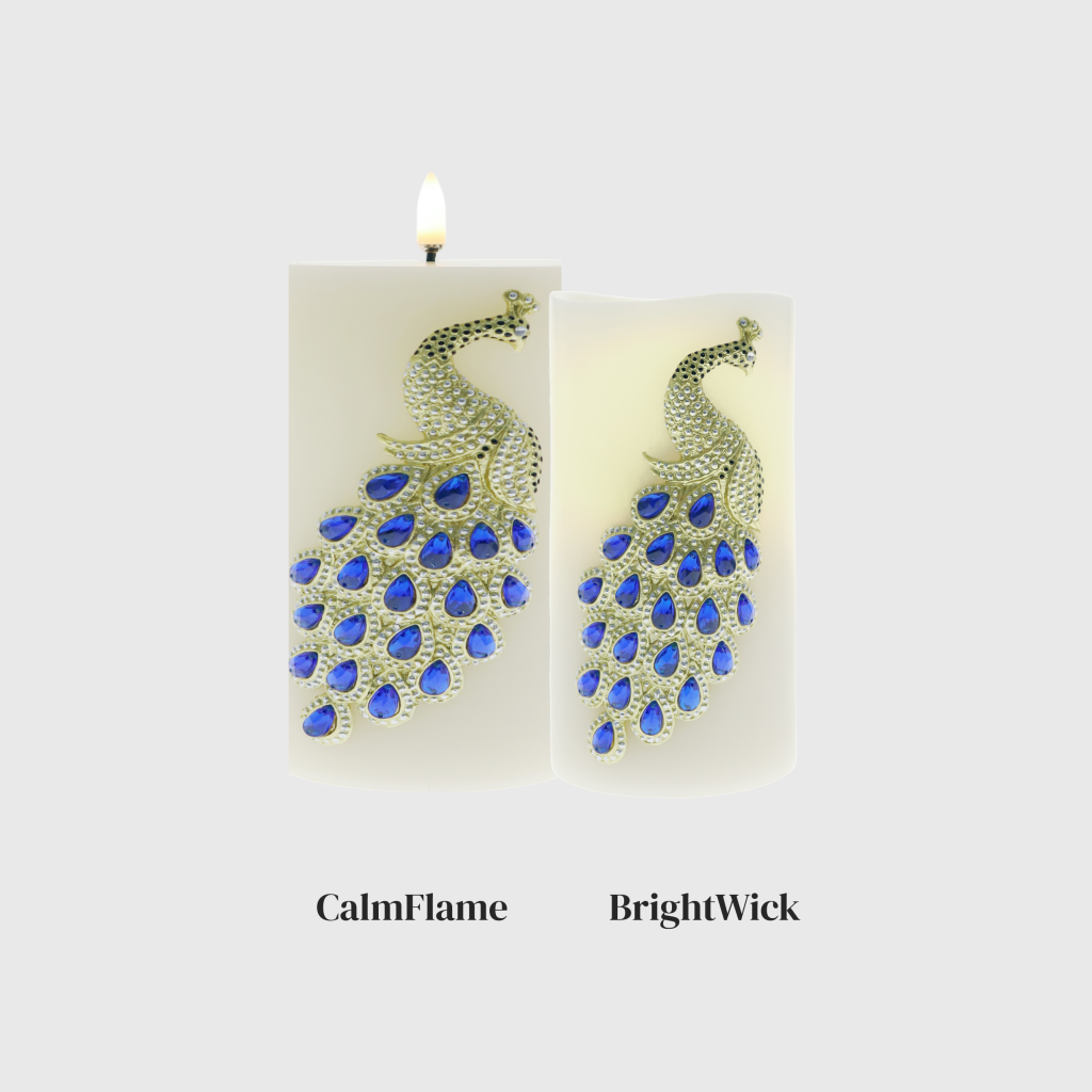 Embossed Peacock - Flameless Candles Store