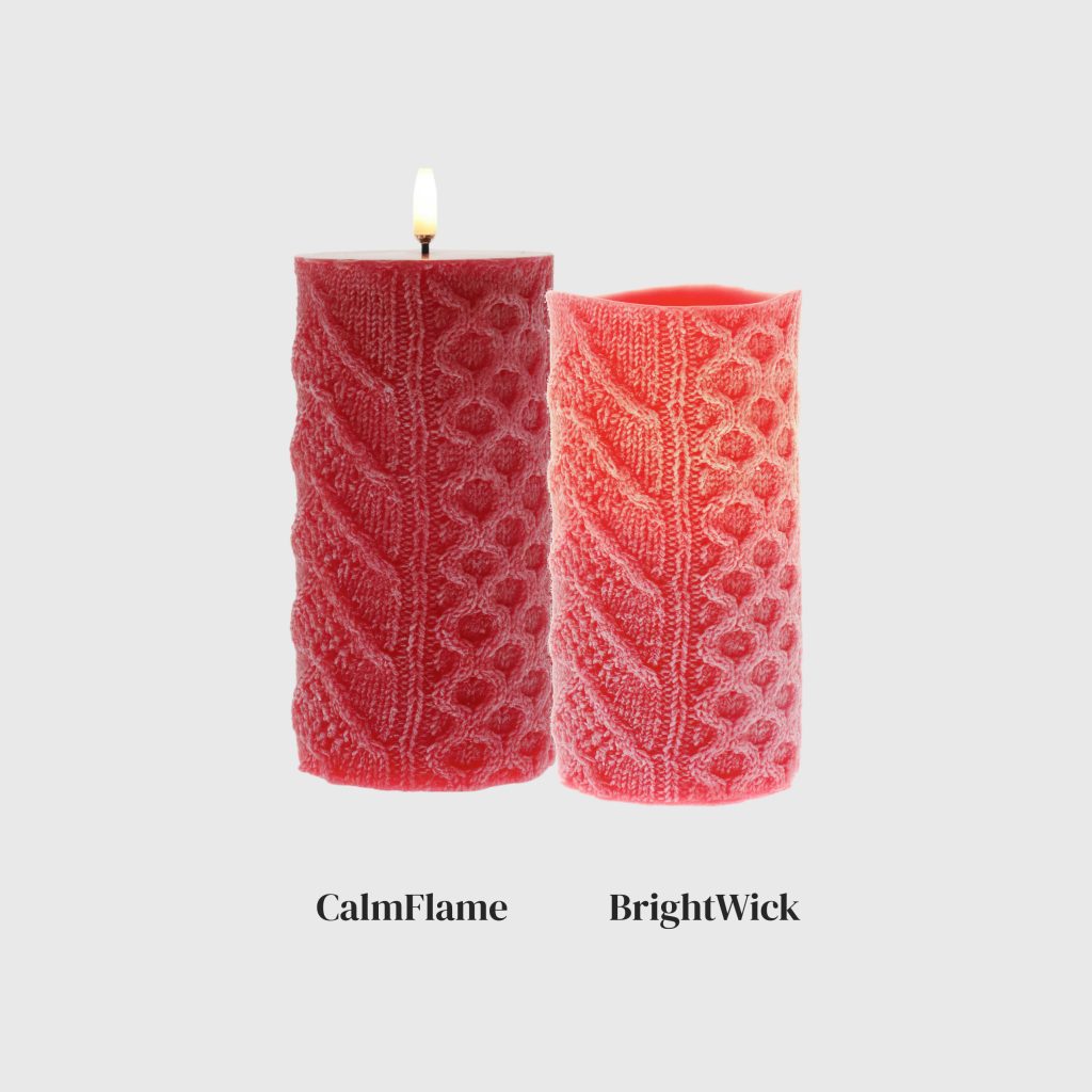 Red Embossed Cable Stitch - Flameless Candles Store